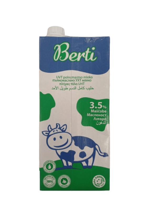 Berti mleko z zamaškom 3,5 % m.m. 1 L